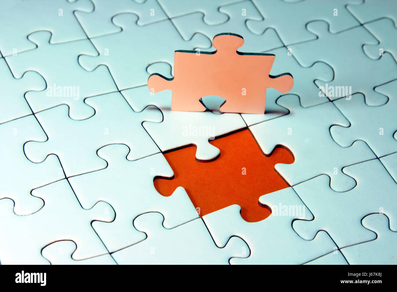 Jigsaw Puzzle nearly complete Stock Photo - Alamy