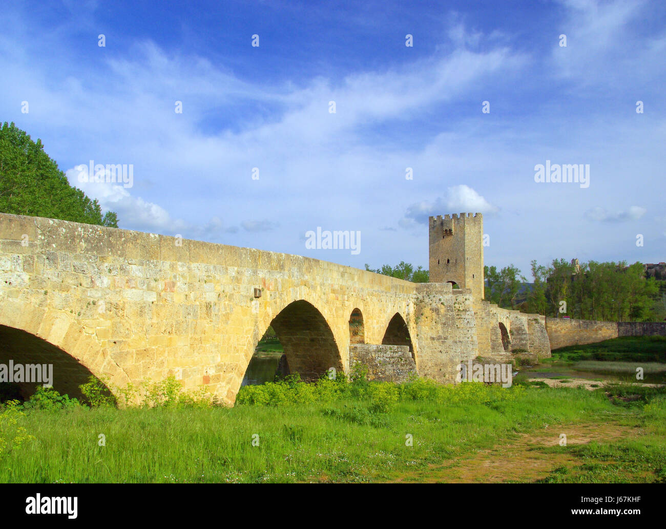 bridge roman river water tower historical hill stone bridge cloud ...