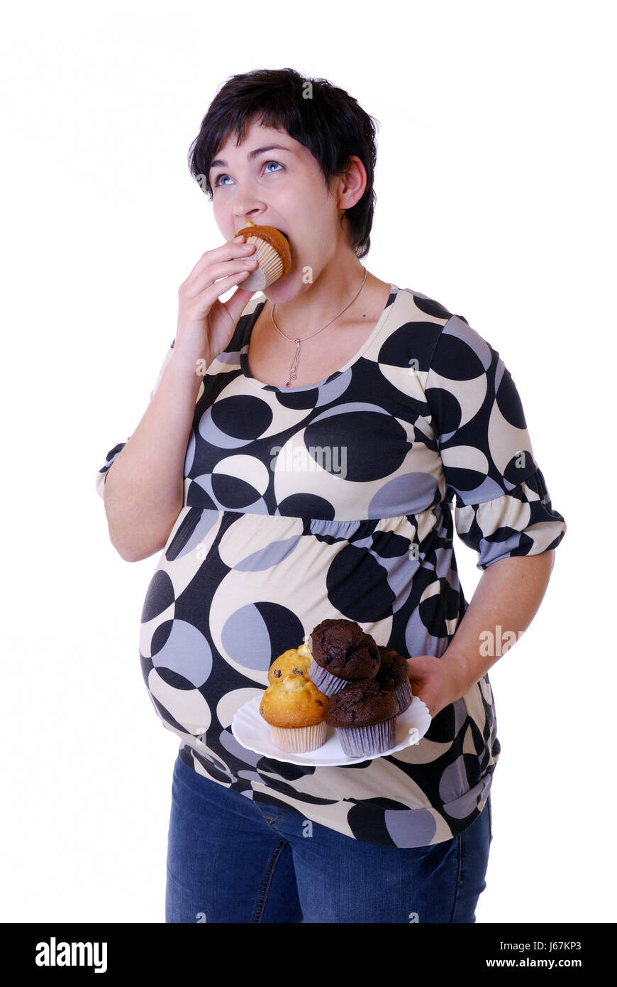 woman hunger pregnancy greedy eating eat eats pregnant gestation brown ...