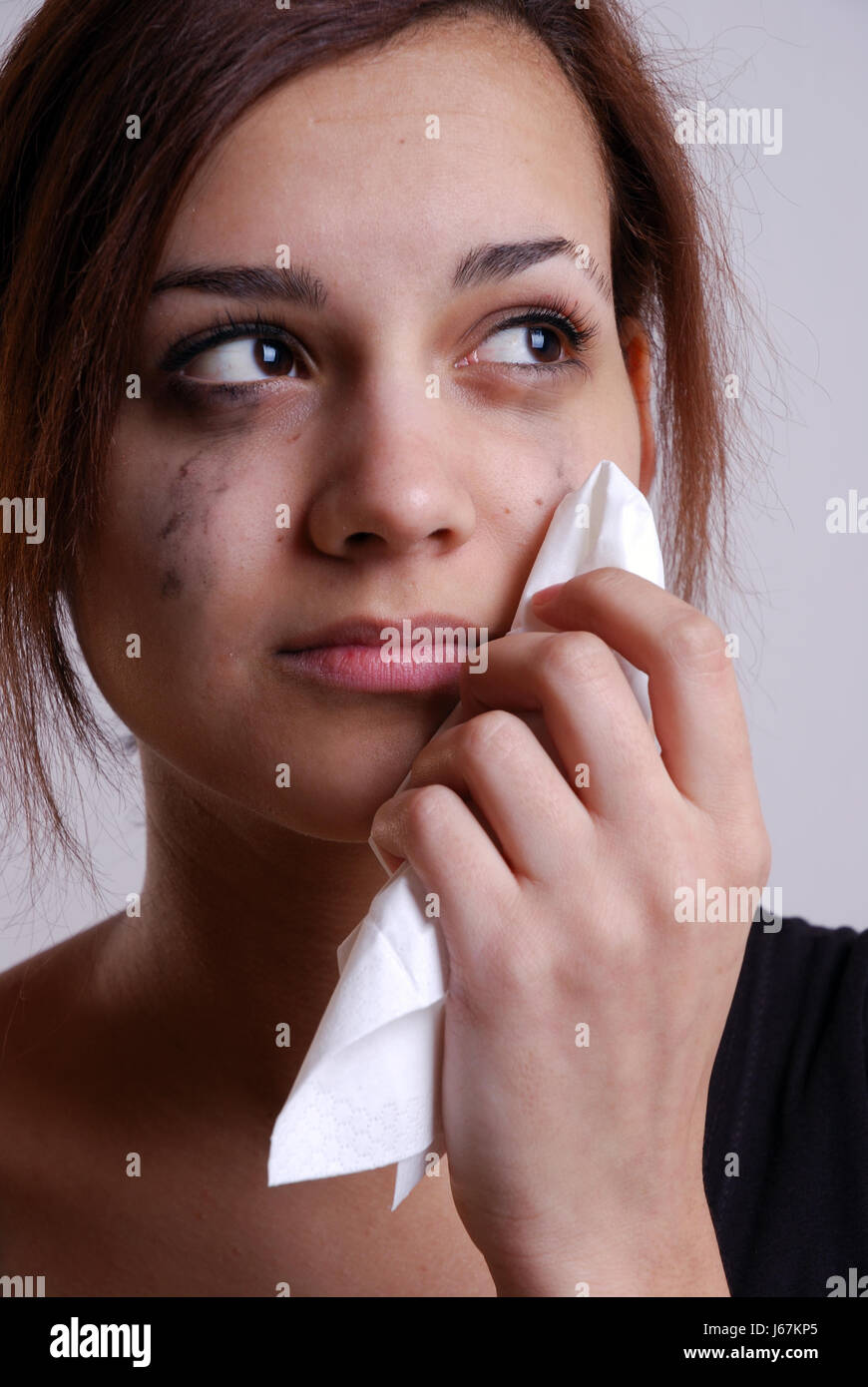 Crying lonely brunette girl on hi-res stock photography and images - Alamy