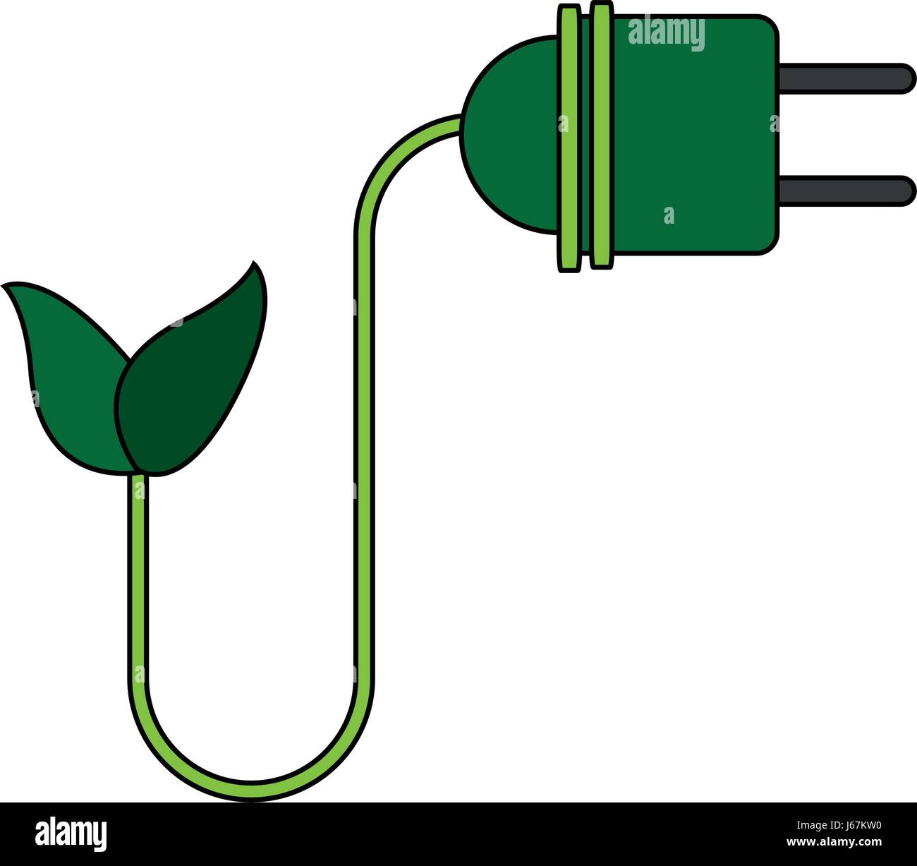 color image cartoon green plug electricity environment design Stock ...