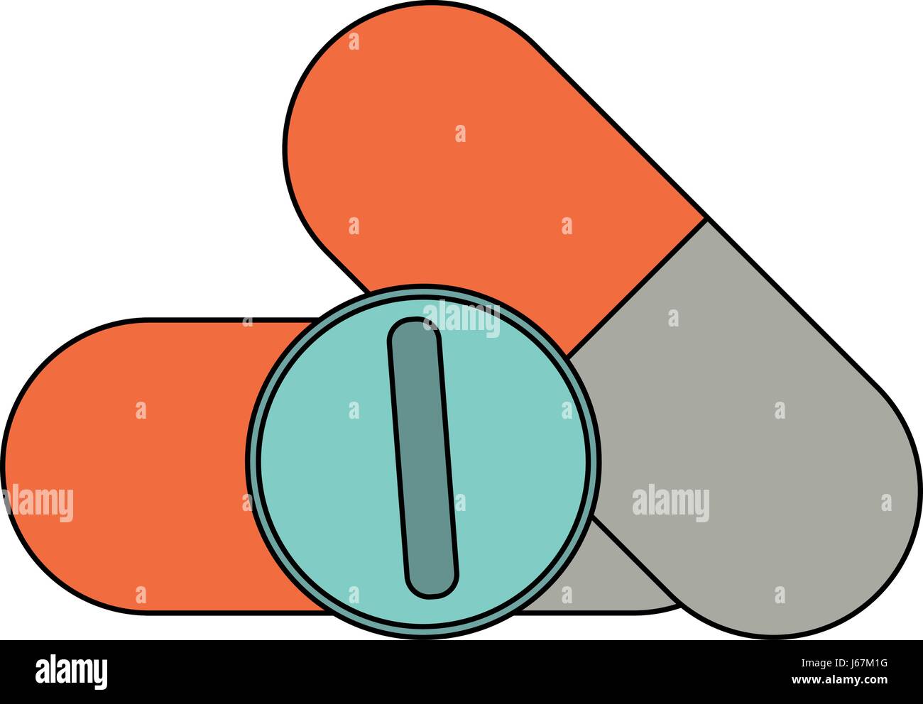 color image cartoon capsules and circular pill medical Stock Vector ...