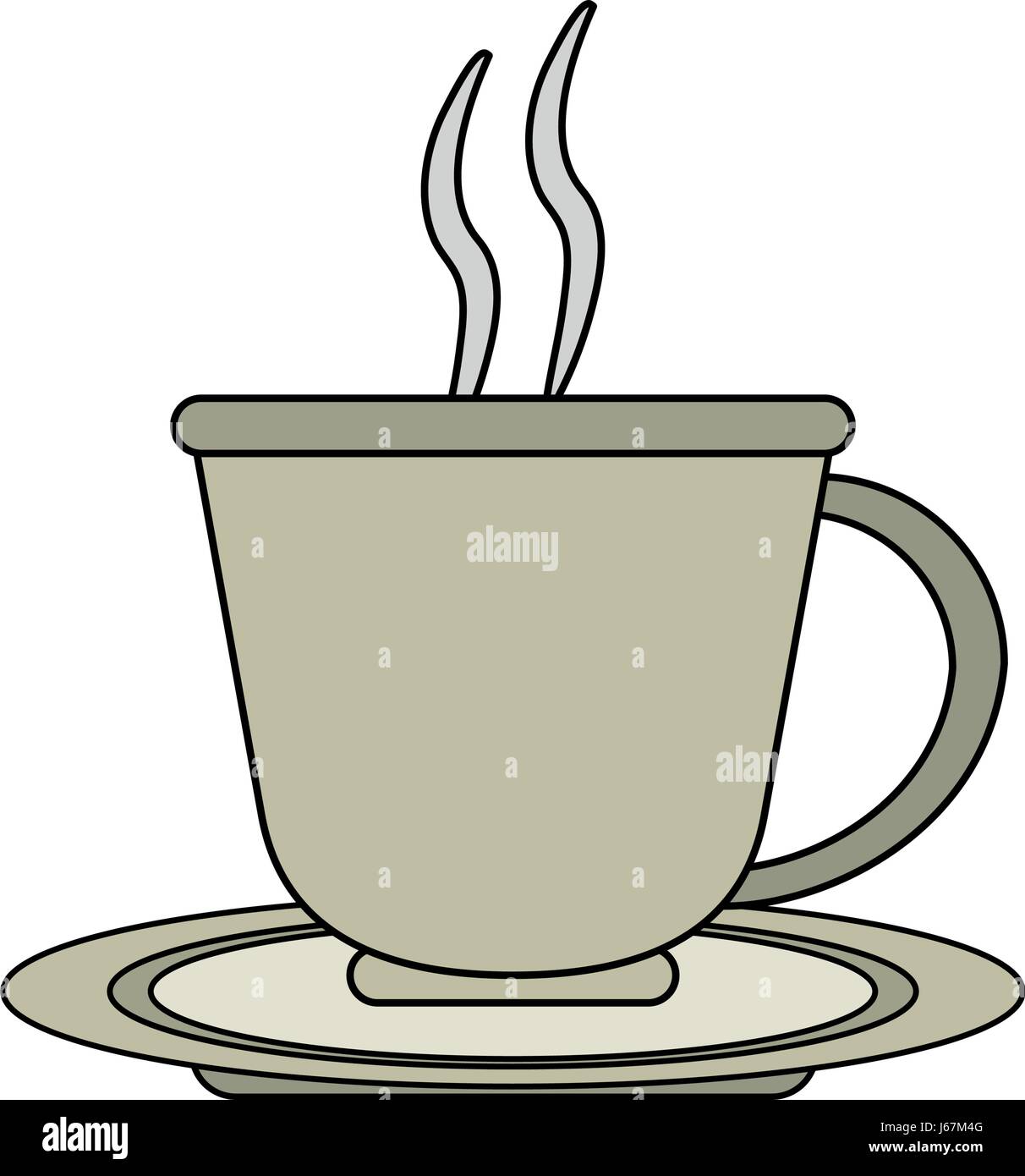 color image cartoon cup of coffee with steam on dish Stock Vector Image ...