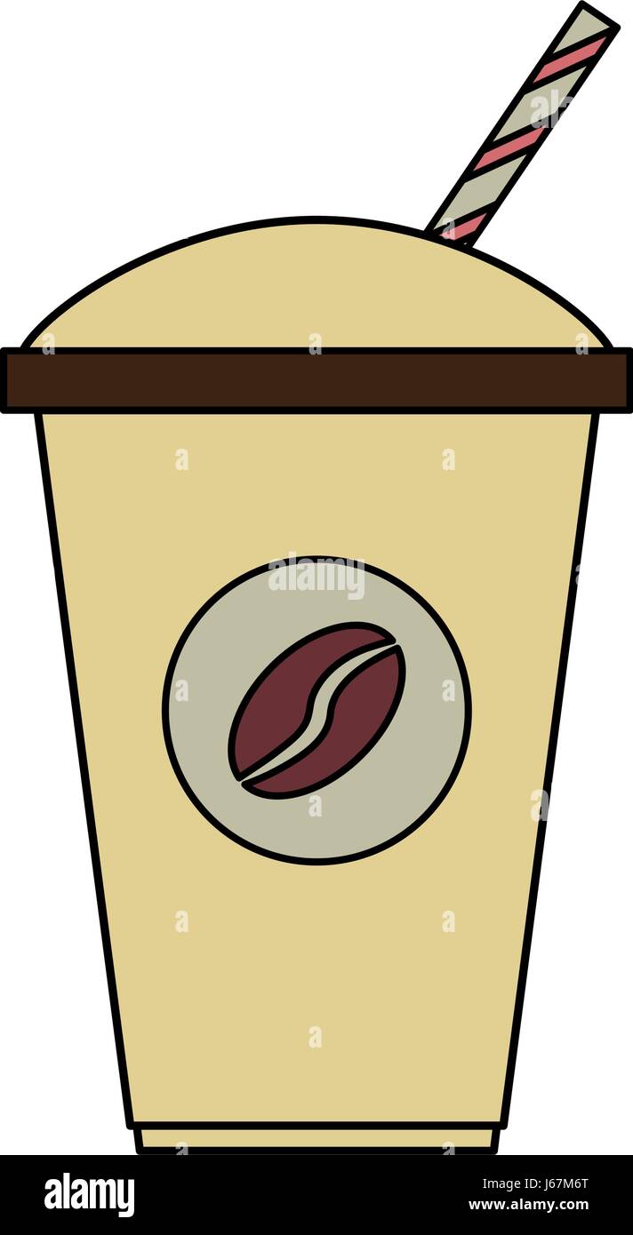 color image cartoon container disposable of coffee with straw Stock ...