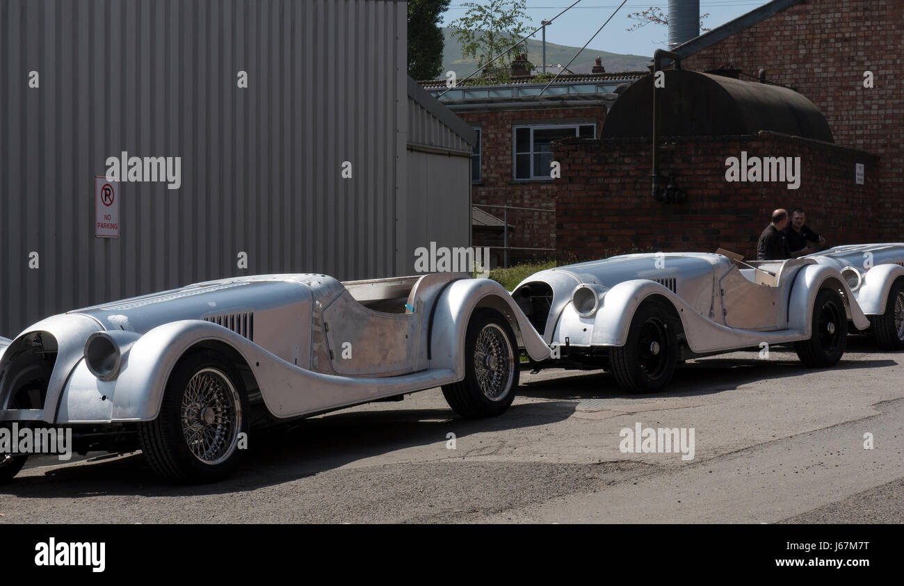 Morgan autos in line awaiting entry into the factory paint shop. Each ...