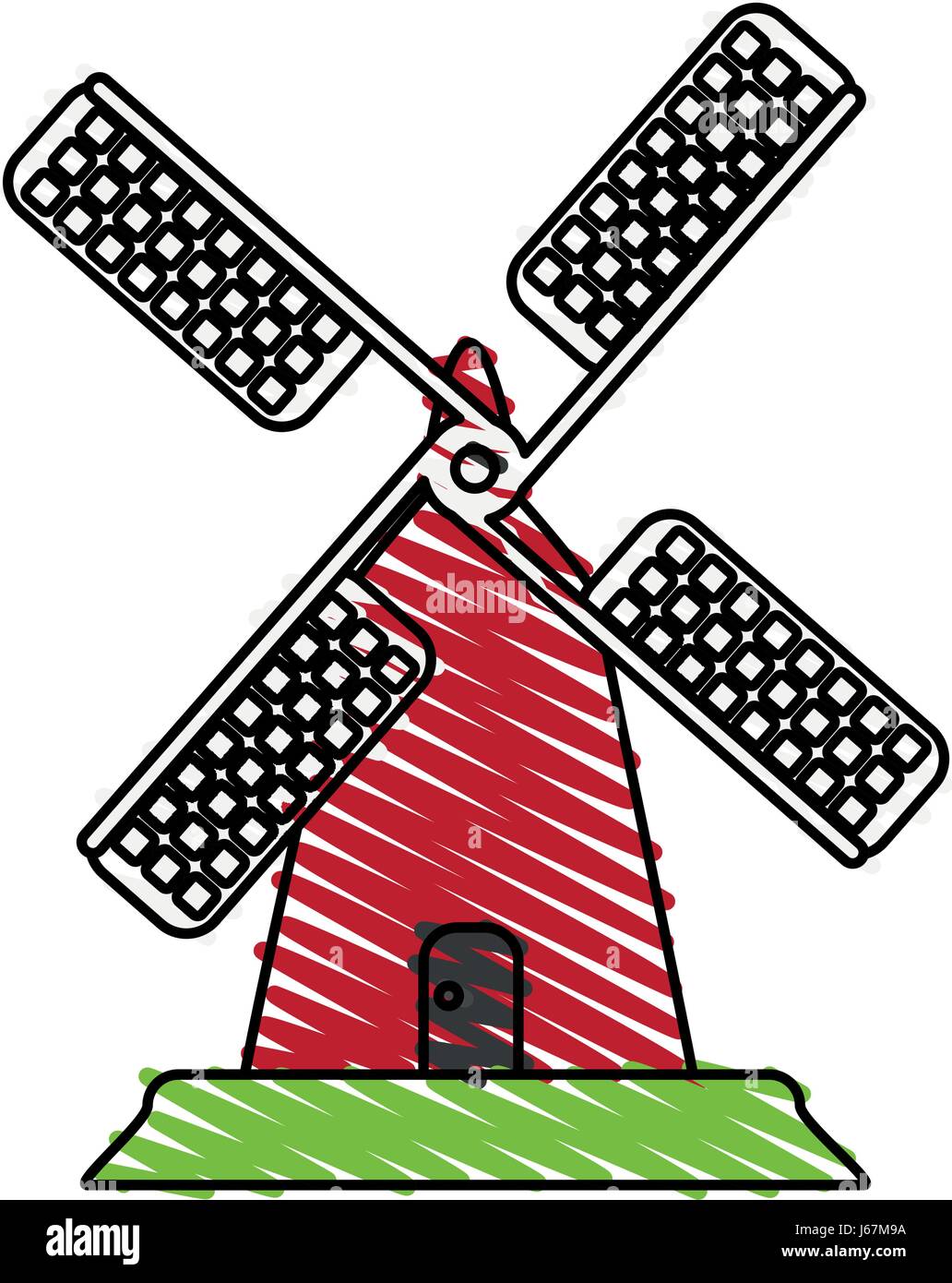 color crayon stripe cartoon farm windmill Stock Vector Image & Art - Alamy