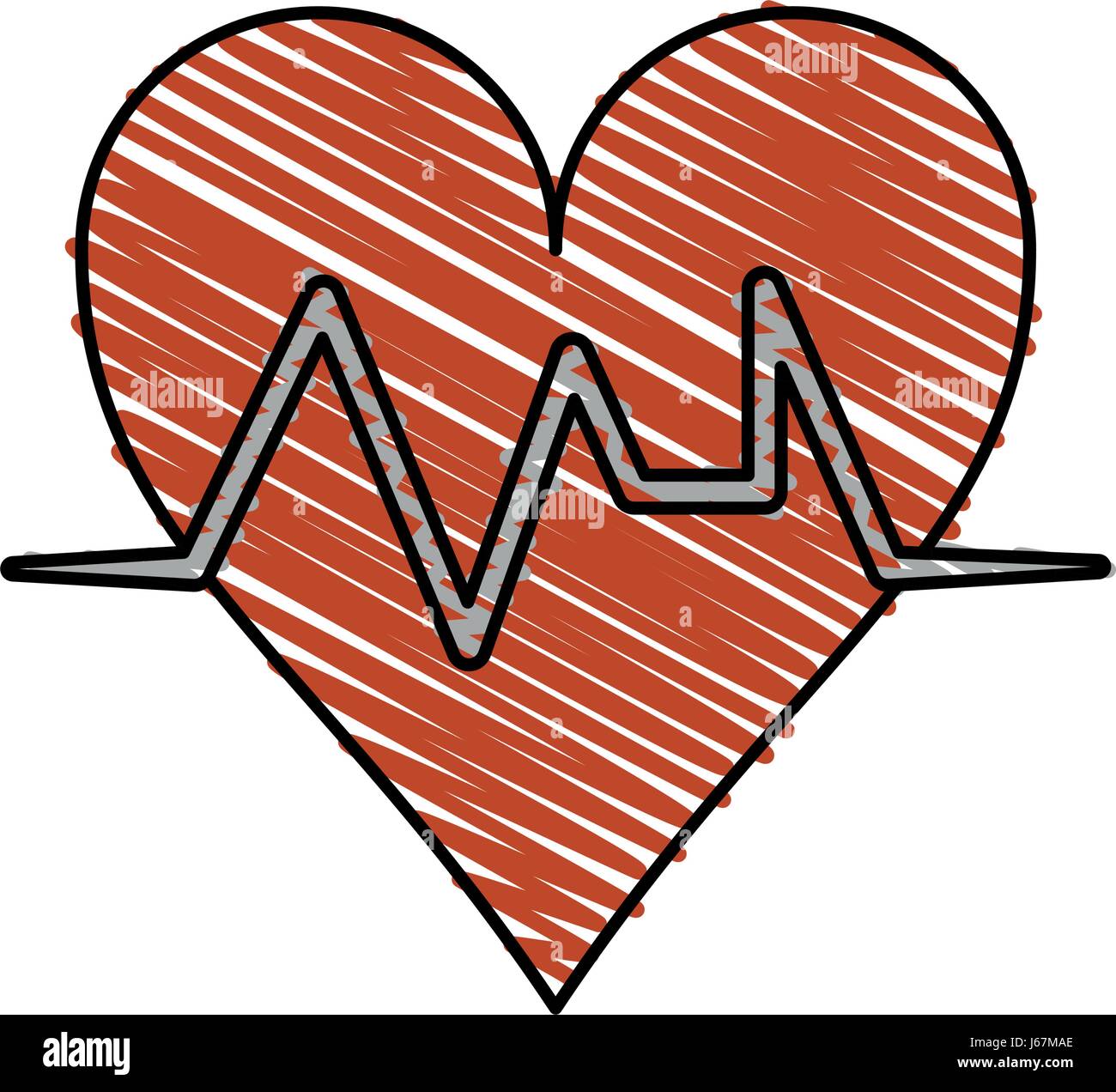 color crayon stripe cartoon shape heart with life signs Stock Vector ...