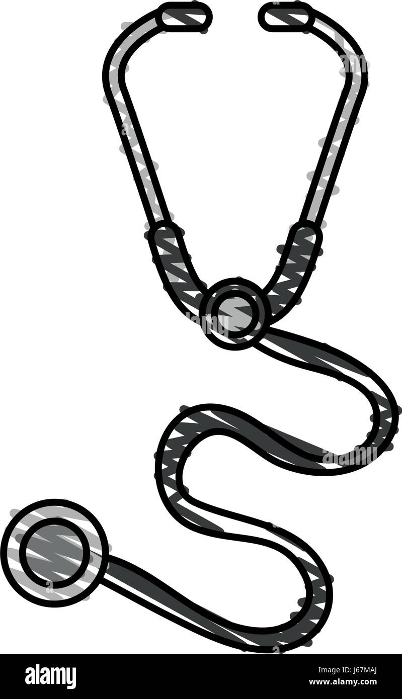 color crayon stripe cartoon stethoscope medical with auriculars Stock ...