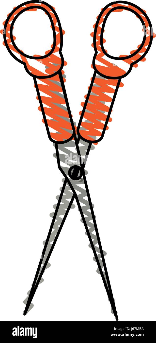 color crayon stripe cartoon scissors tool for cut Stock Vector Image ...