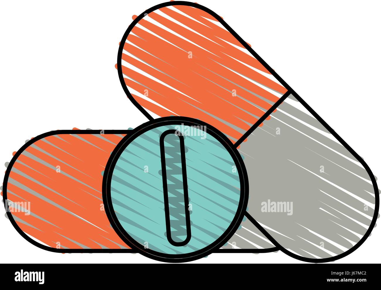 color crayon stripe cartoon capsules and circular pill medical Stock ...