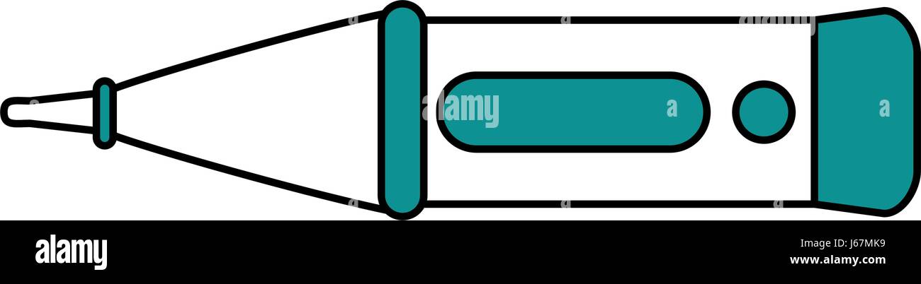 color silhouette image cartoon horizontal view digital thermometer with ...