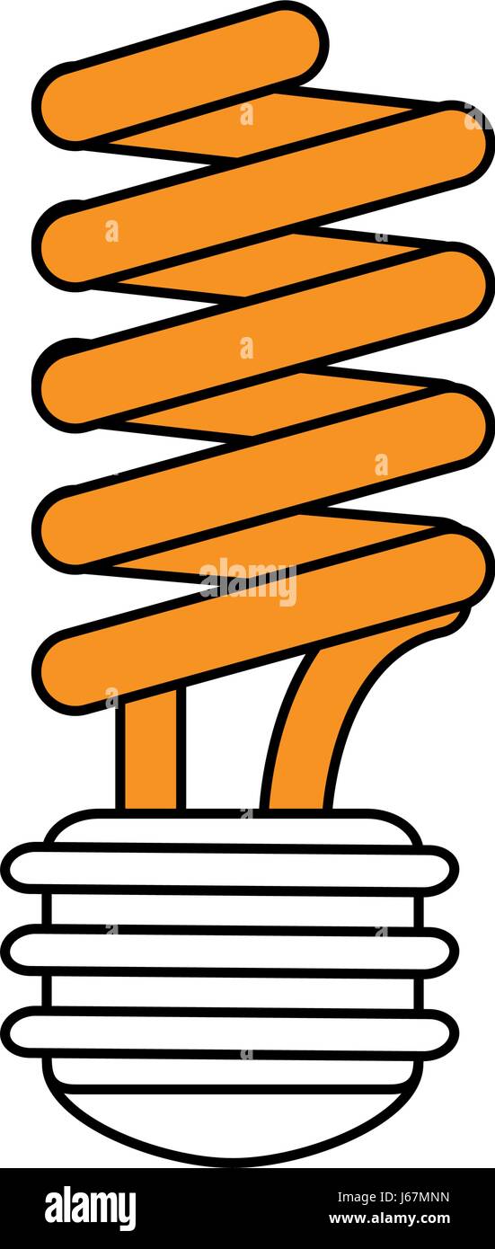 color silhouette image cartoon yellow fluorescent light bulb Stock ...