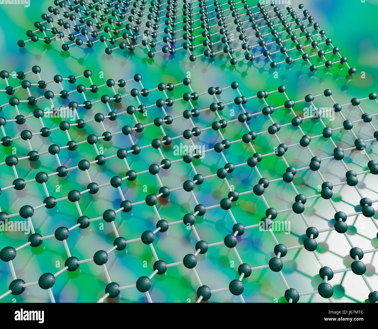 Molecular model of a sheet of stanene showing the low buckled structure ...