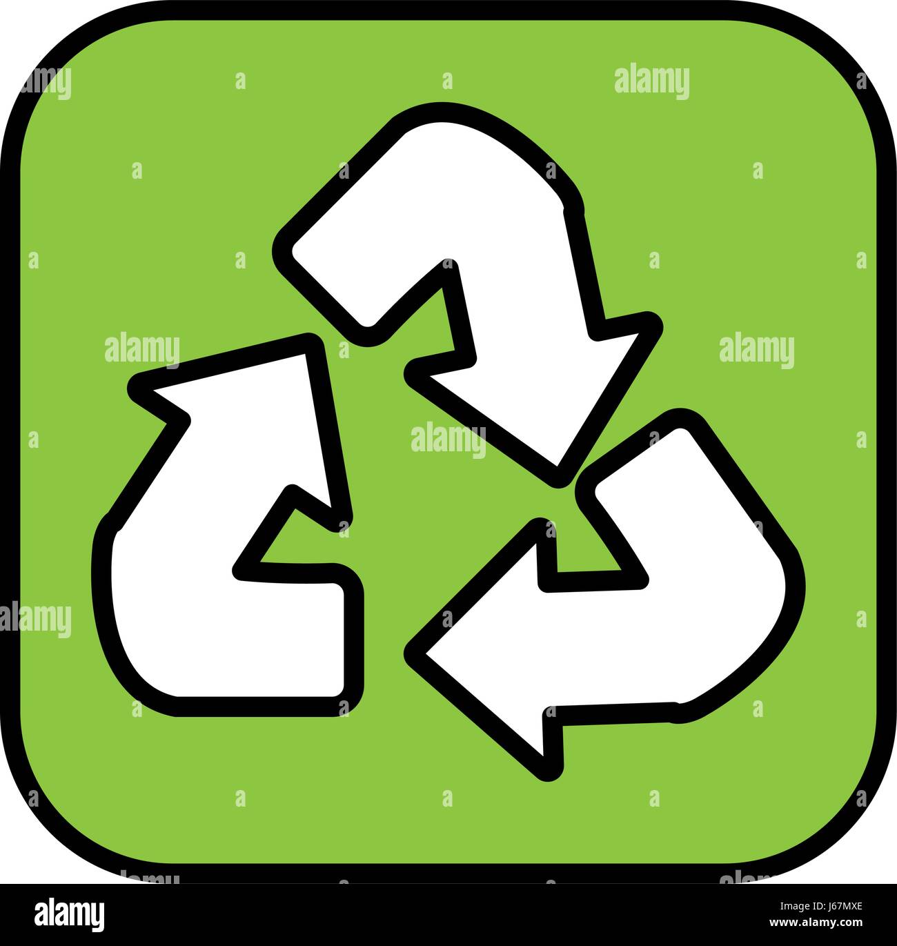 color silhouette image cartoon green square with recycle symbol Stock ...