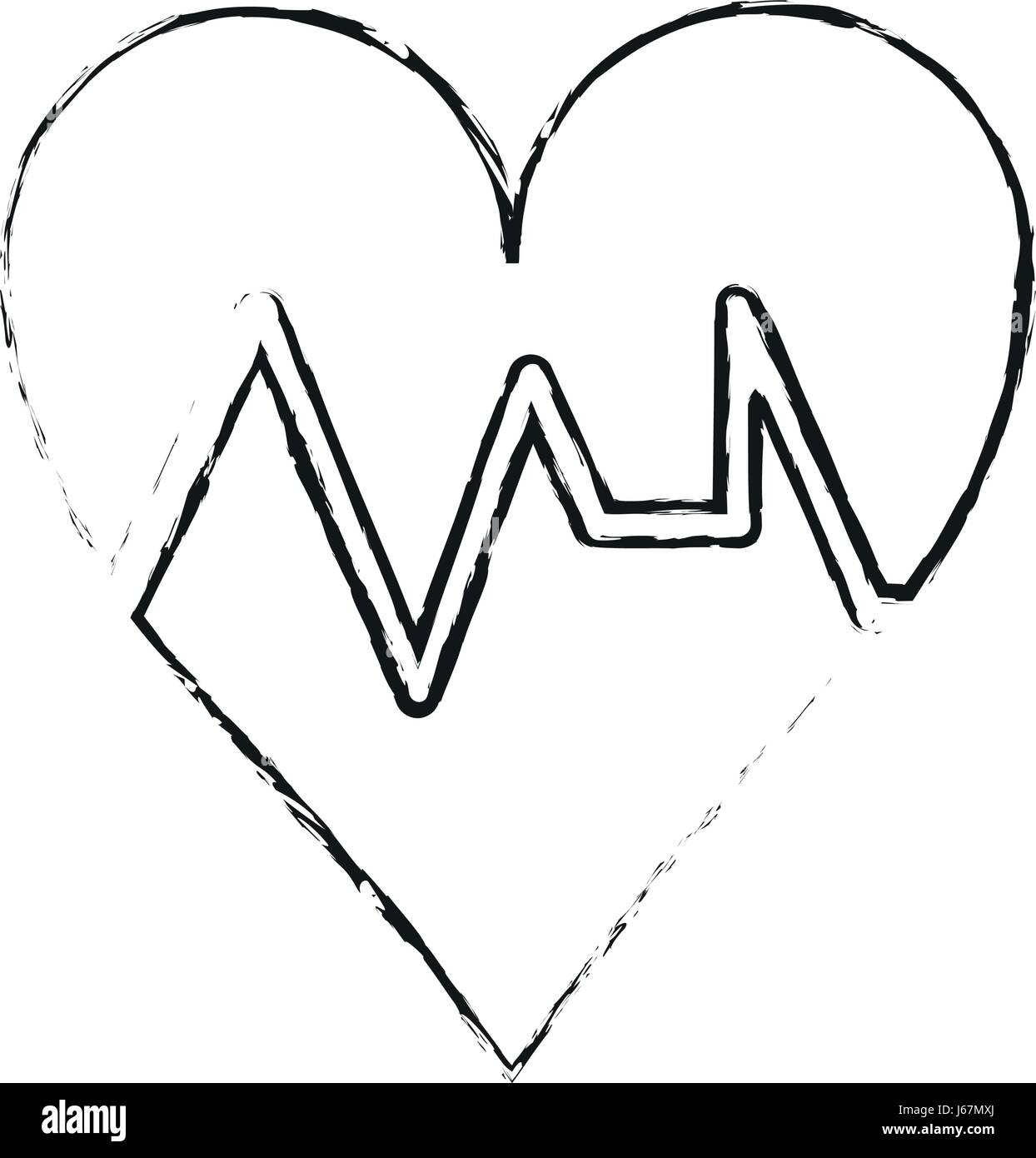 blurred silhouette image cartoon shape heart with life signs Stock ...