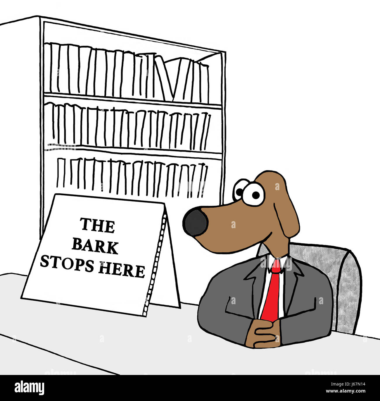 Cartoon illustration showing boss dog and 'the bark stops here' Stock ...