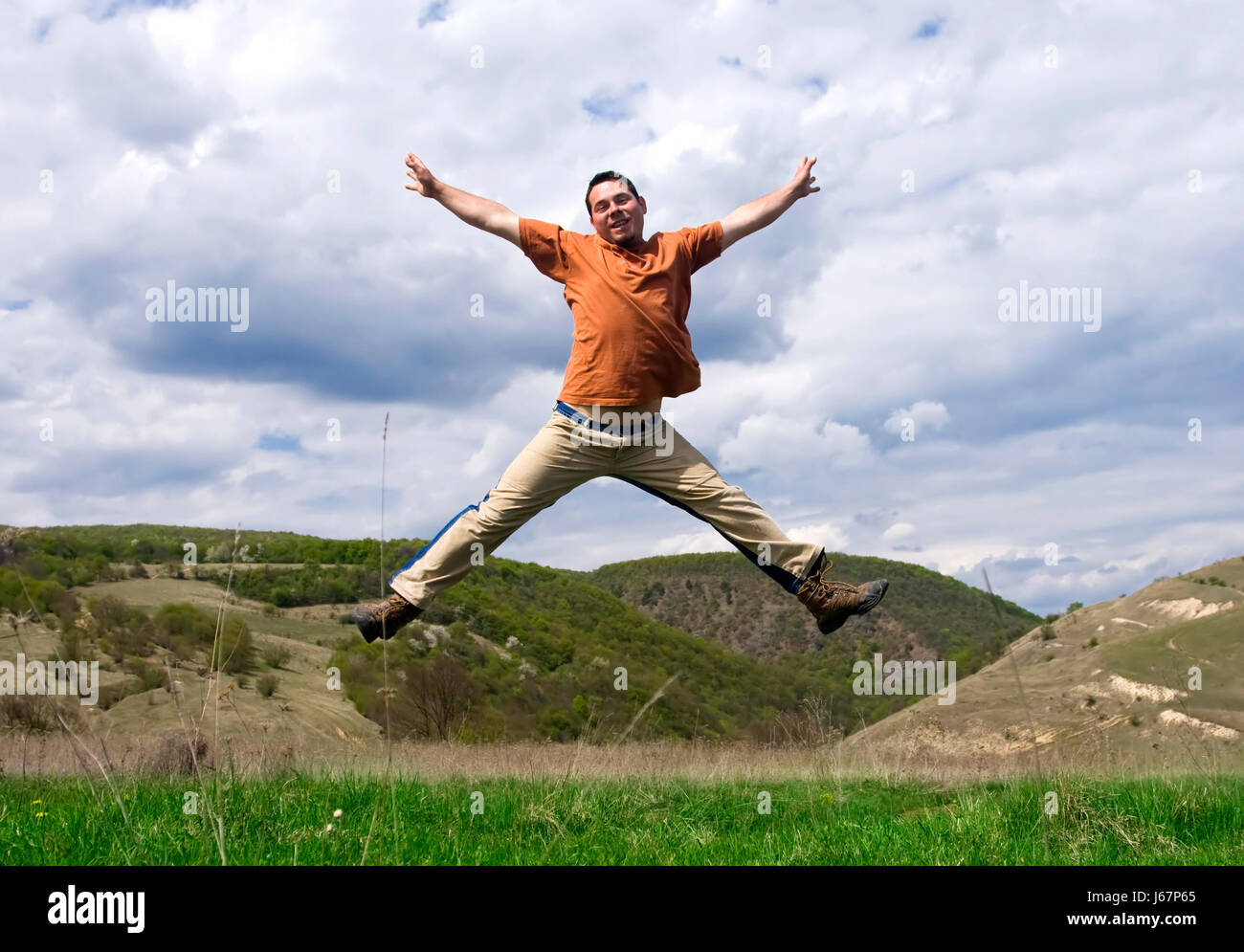 spring bouncing bounces hop skipping frisks jumping jump handsome ...