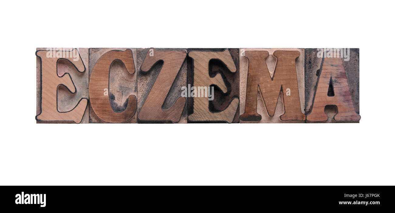 type model build letters word letterpress itch rash eczema isolated ...