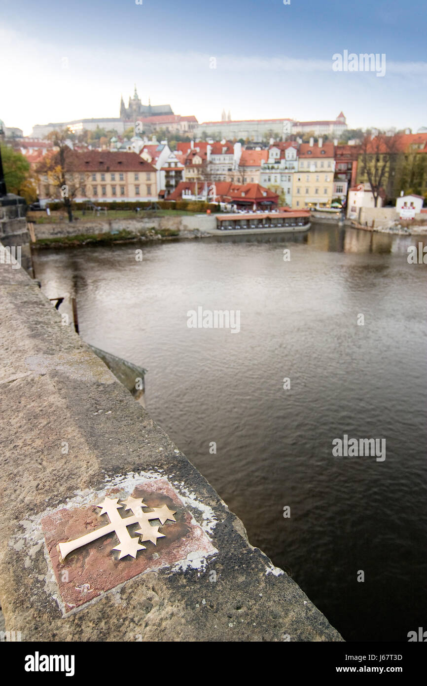 city town death statue bridge cross sculpture europe prague tourist ...