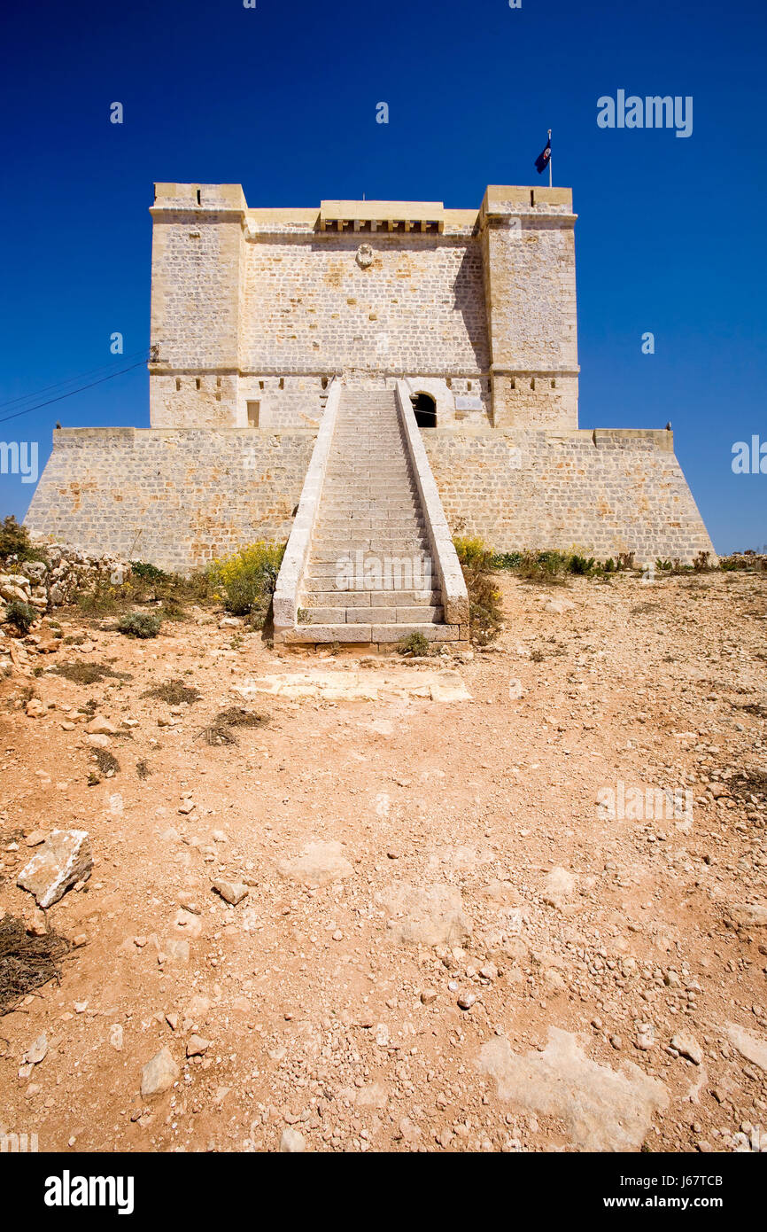 tower tourism attraction small tiny little short tourist fortress malta ...