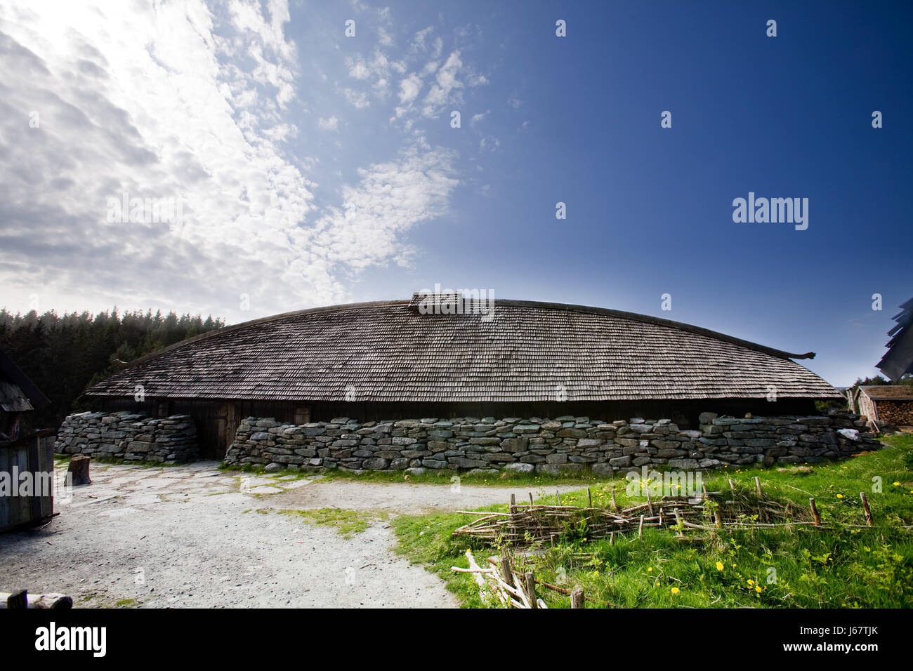 house building stone wood rock wall norway farm style of construction ...