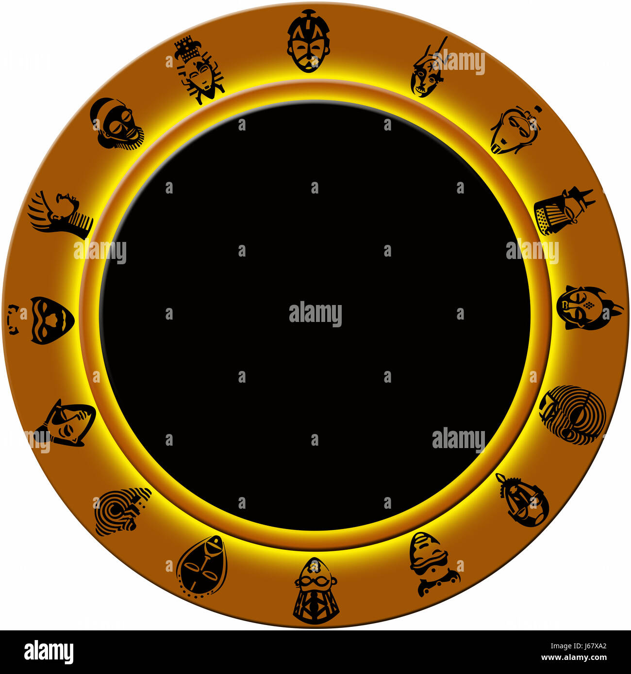 round frame with african masks Stock Photo - Alamy