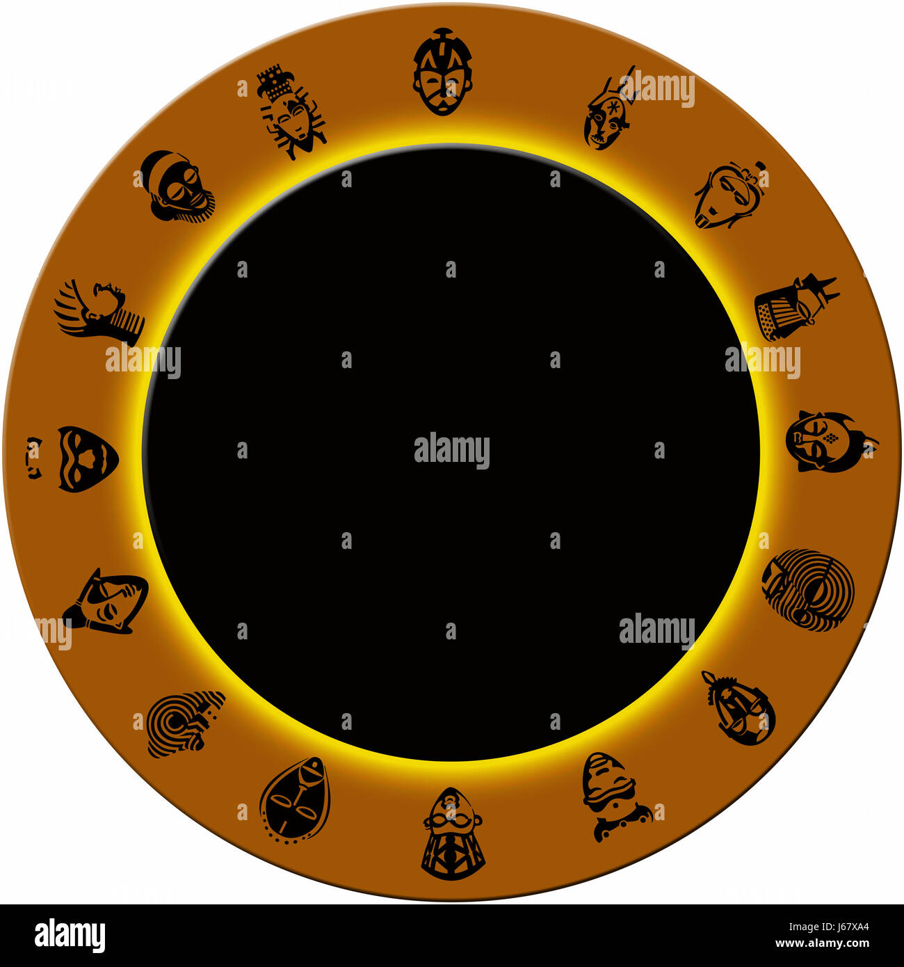 round frame with african masks Stock Photo - Alamy