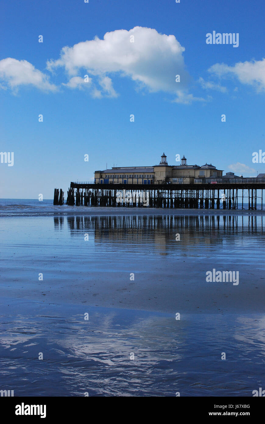 england pier horizon cloud england coast reflections pier british ...