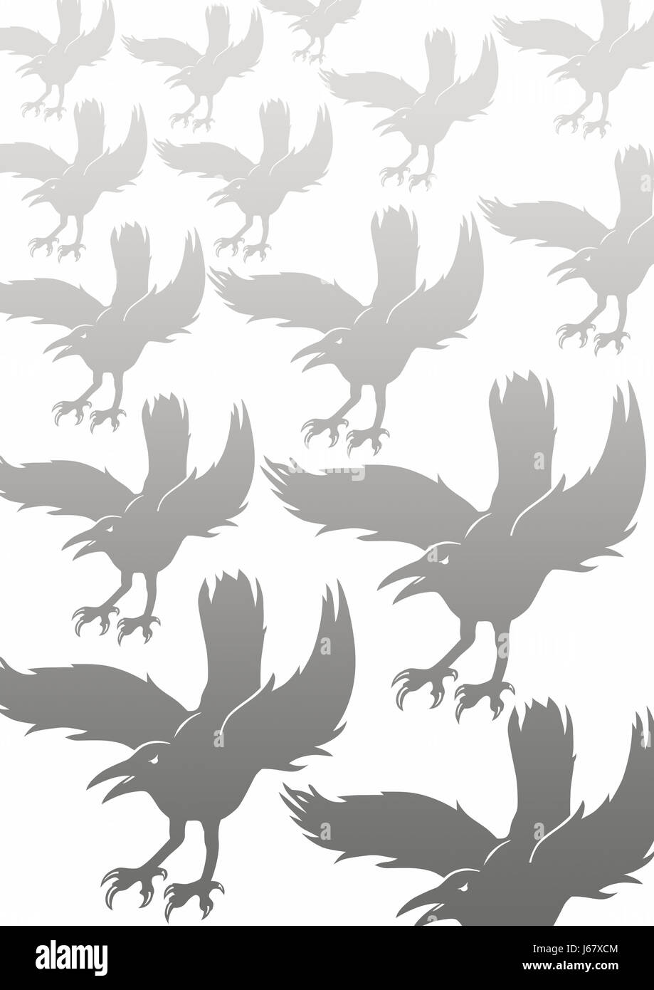 pattern of gray ravens silhouettes Stock Photo - Alamy