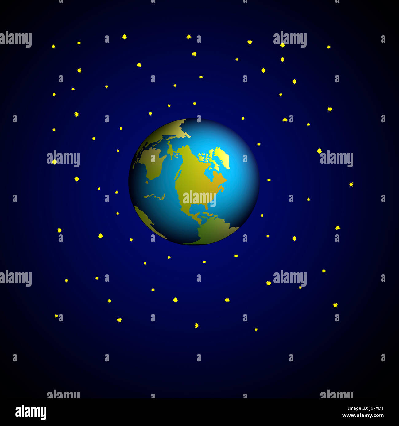 earth floating in space with stars Stock Photo - Alamy