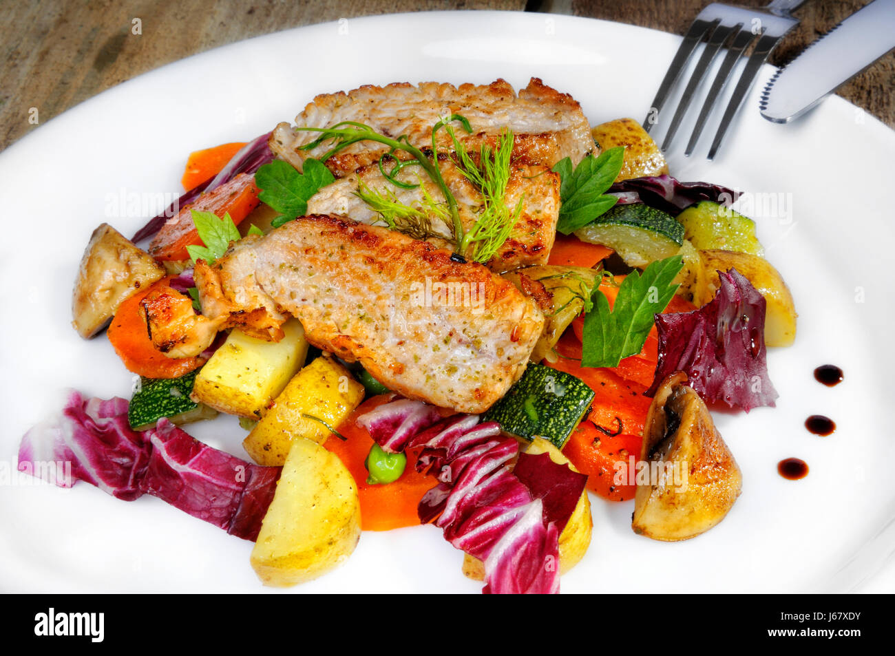 turkey fillet on vegetables Stock Photo - Alamy