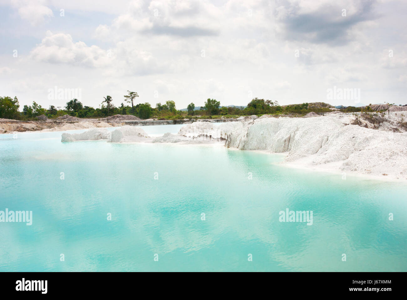 Man-made artificial lake Kaolin, turned from mining ground holes filled ...