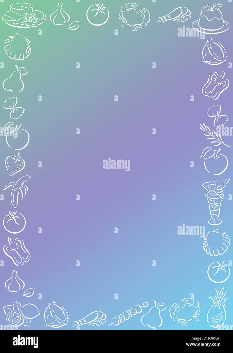 food symbols on a blue background Stock Photo - Alamy