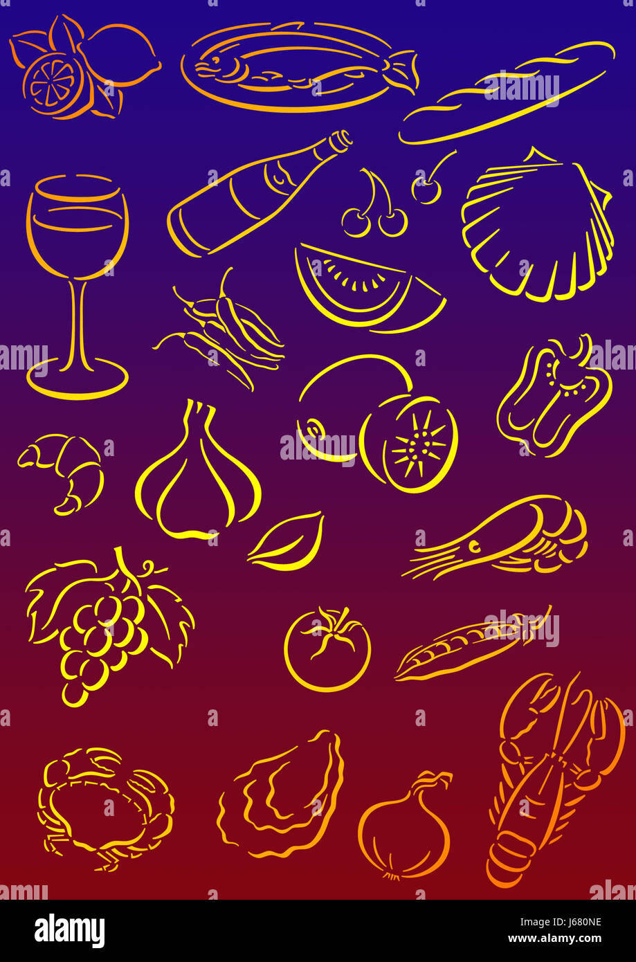 food icons with gradient Stock Photo - Alamy