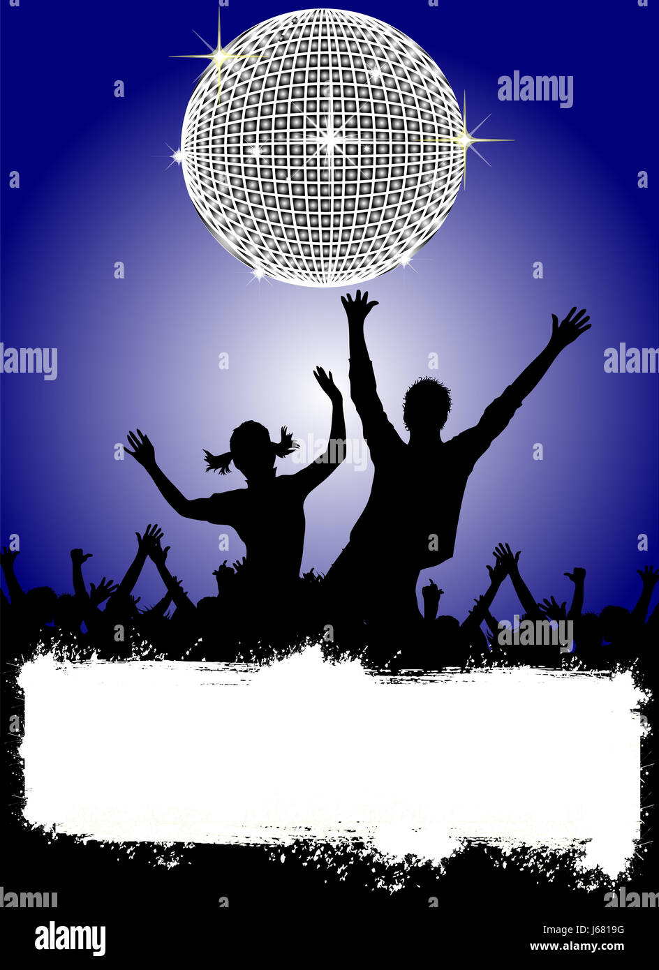 disco party poster with disco ball Stock Photo - Alamy