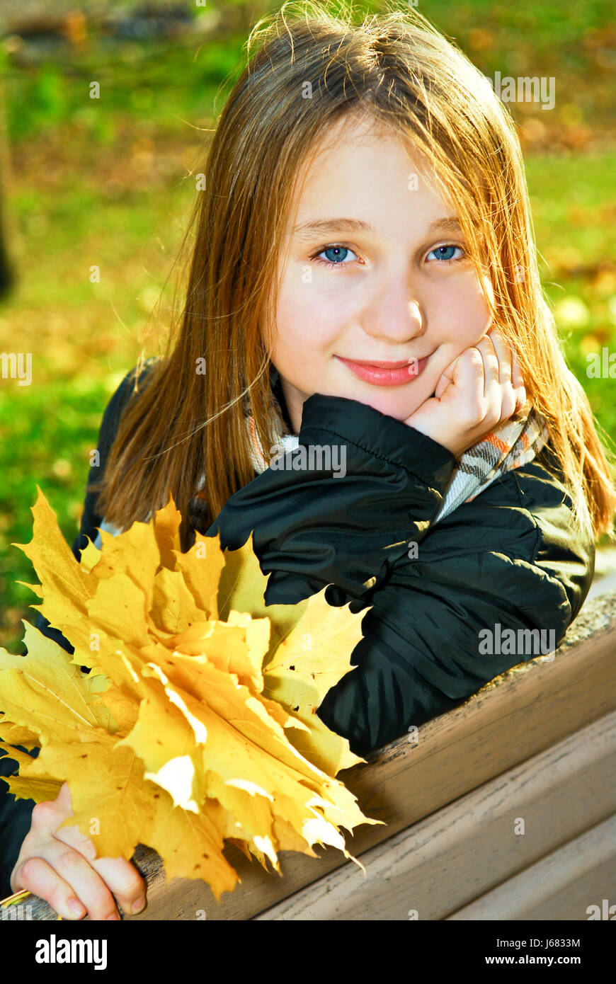 teen park leaves teenager girl girls foliage fall autumn close laugh ...