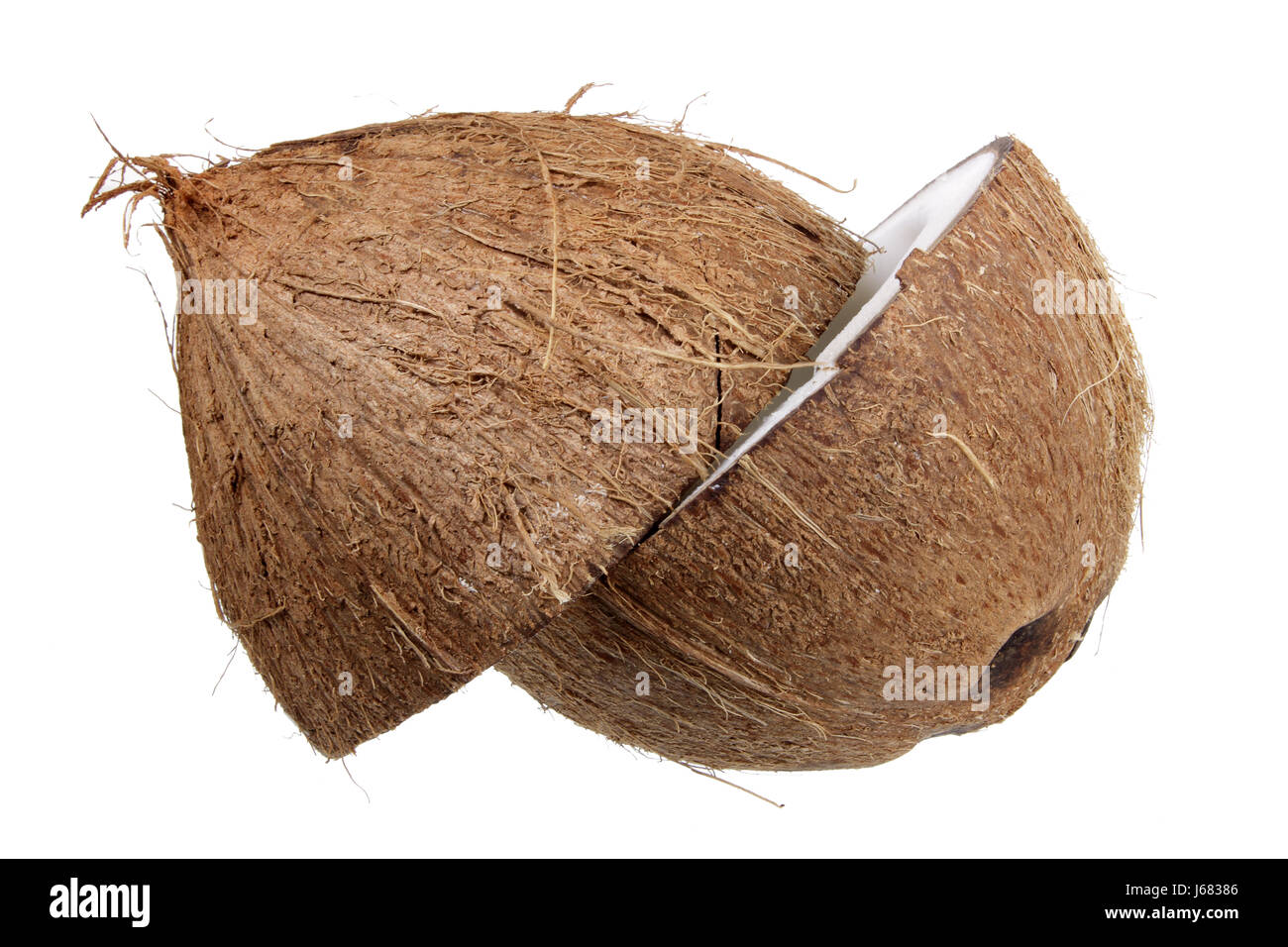 Halves of Coconut on White Background Stock Photo - Alamy