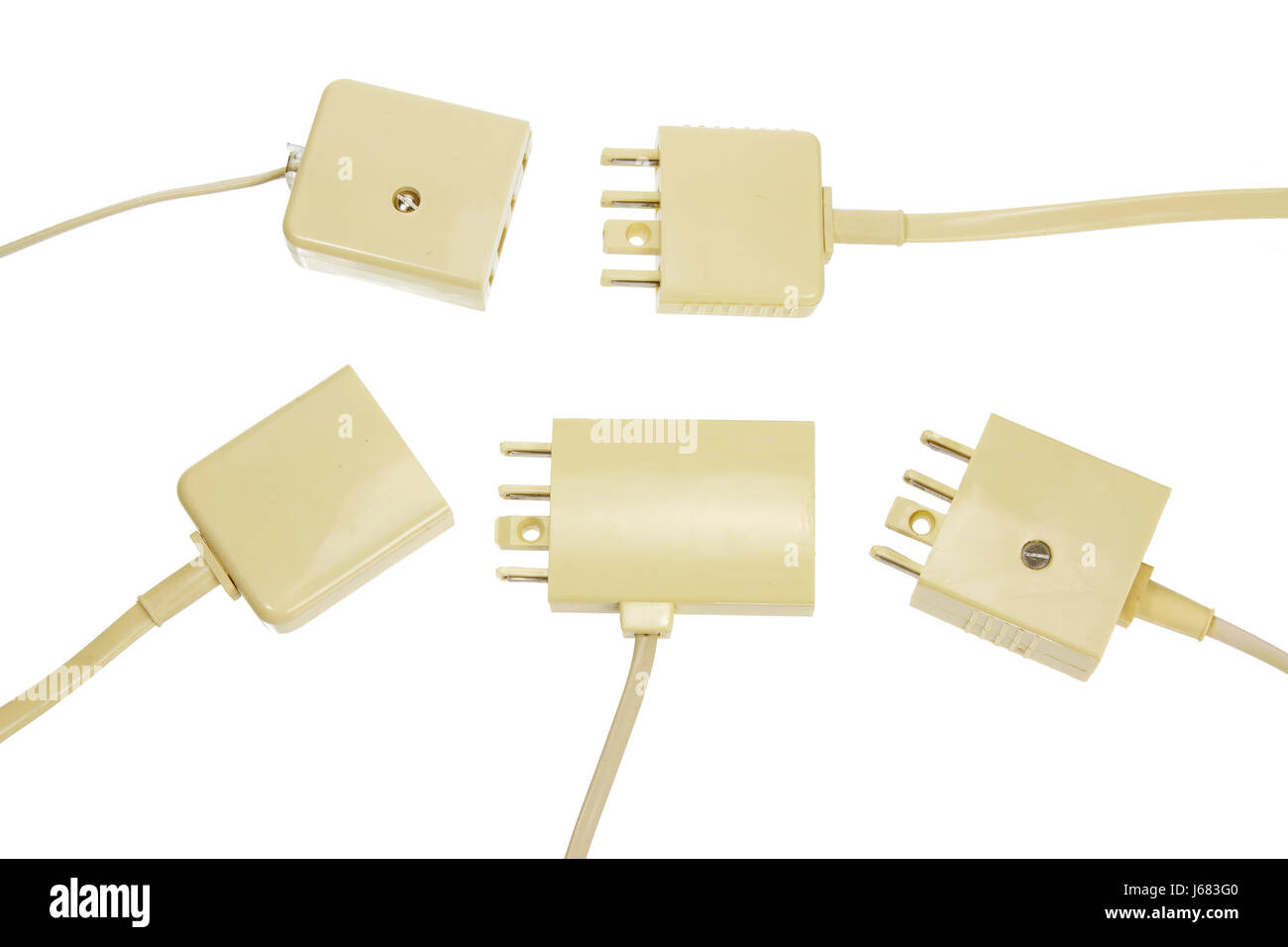 Phone Plugs on White Background Stock Photo - Alamy