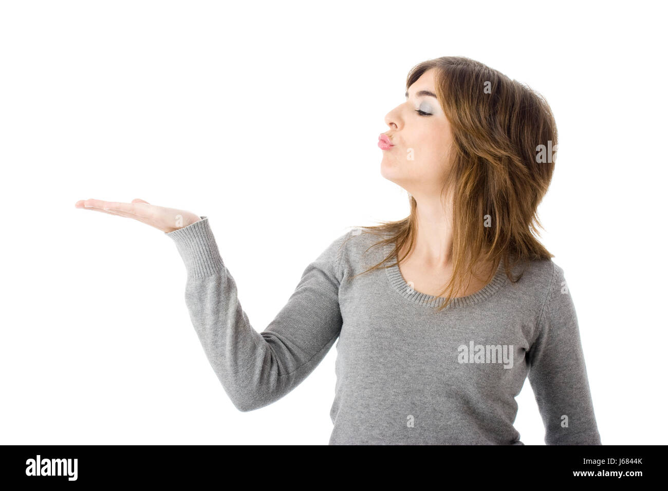 woman hand beautiful beauteously nice posing palm possession holding ...