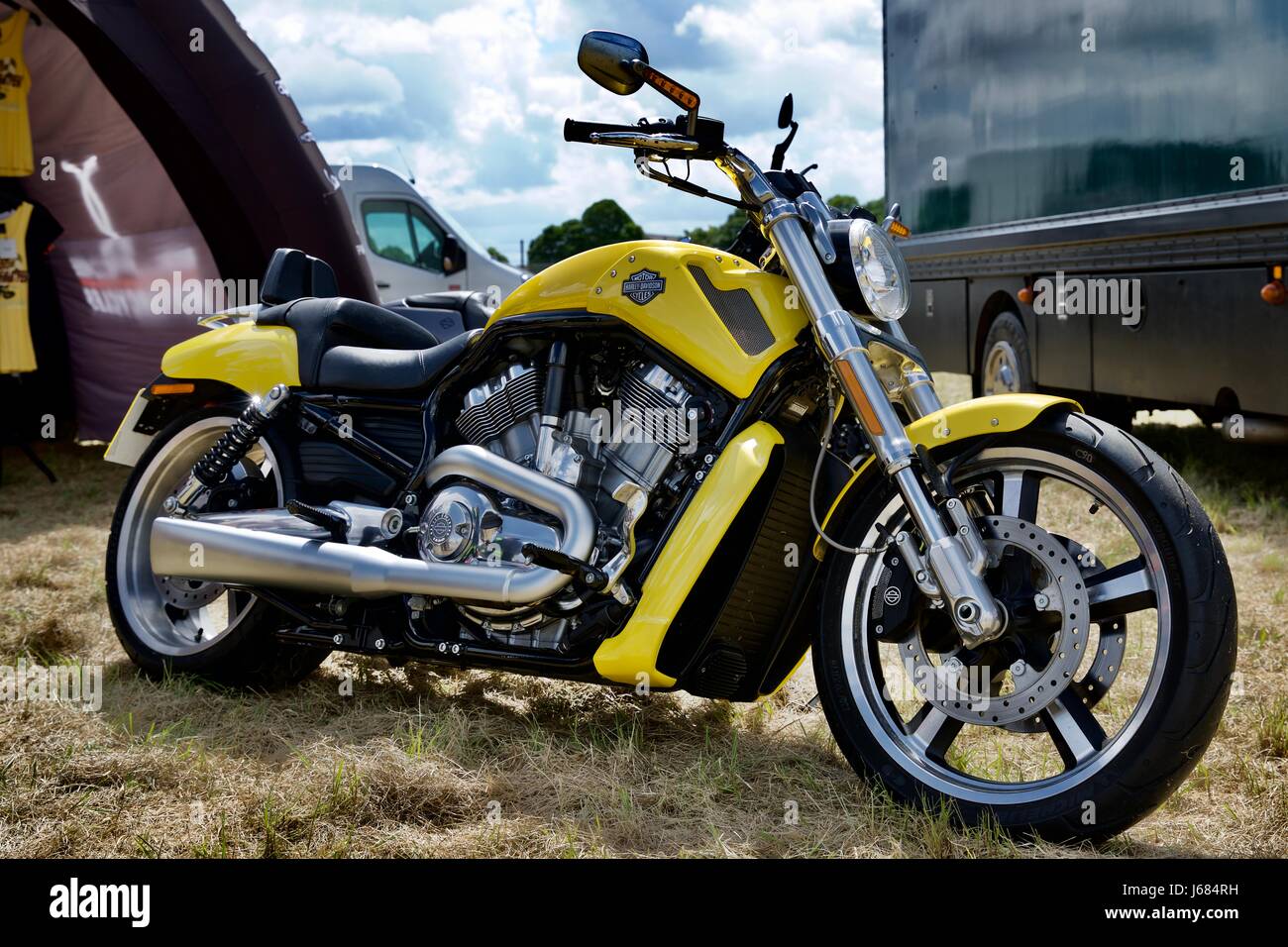Yellow and shiny chrome harley davidson hi-res stock photography and ...