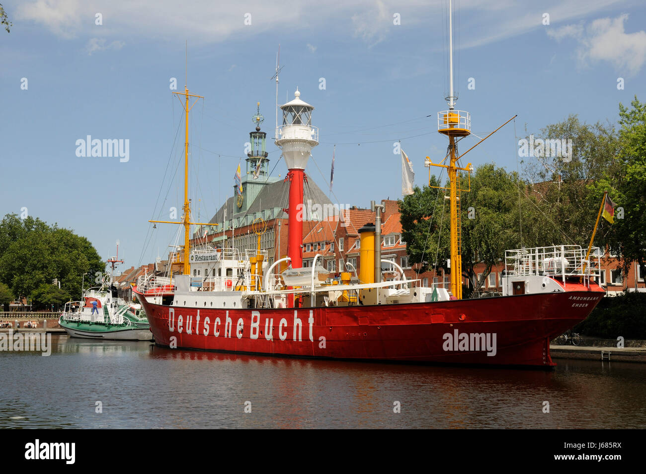 harbor East Frisia harbours lightship age elder city town ships sailing ...
