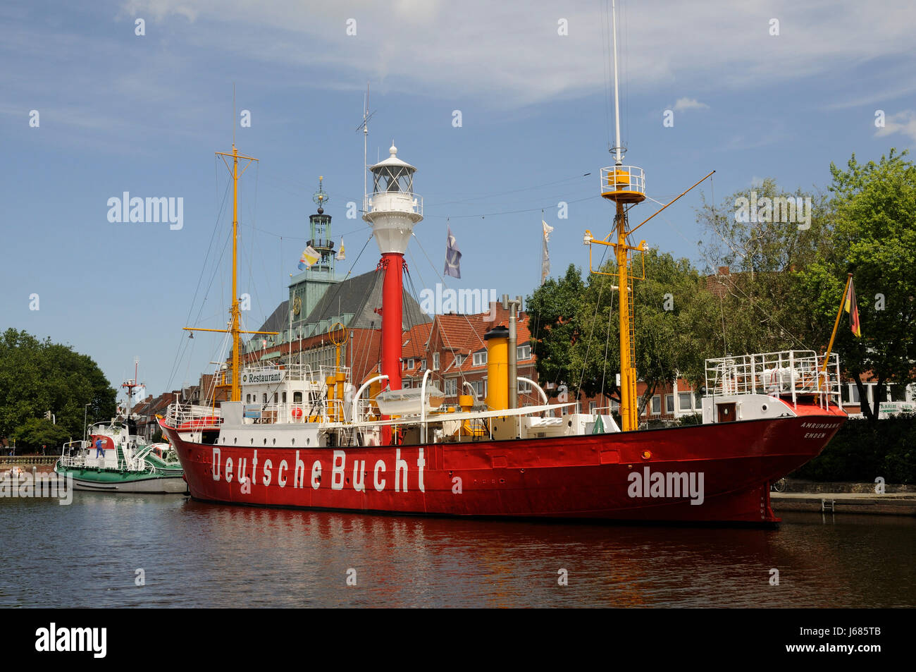 harbor East Frisia harbours lightship age elder city town ships sailing ...