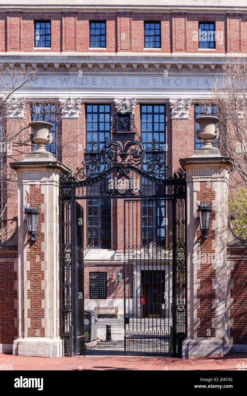 Boylston Gate with Widener Library at Harvard University campus in ...