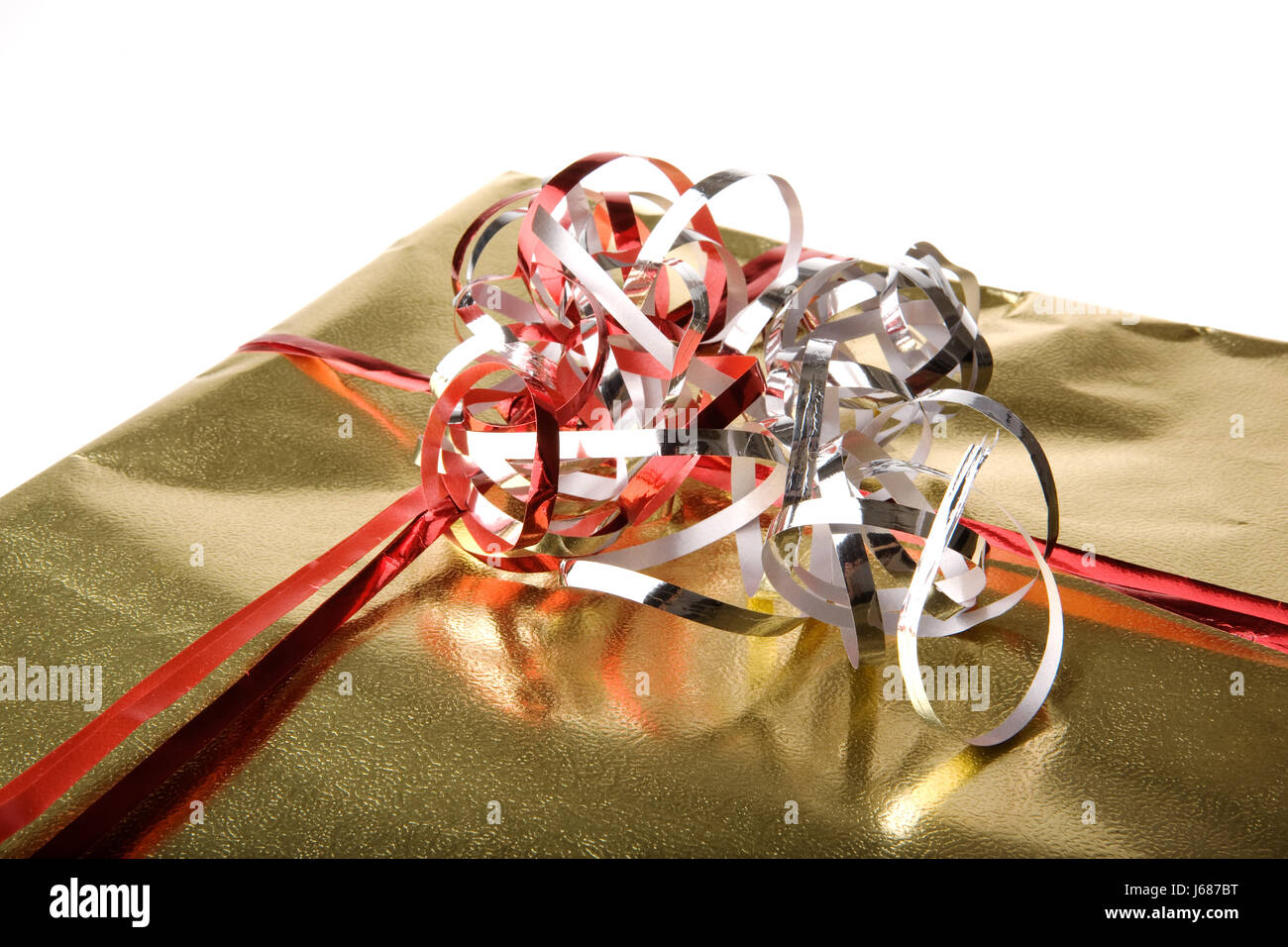 present object isolated golden party celebration gift bright shiny box ...
