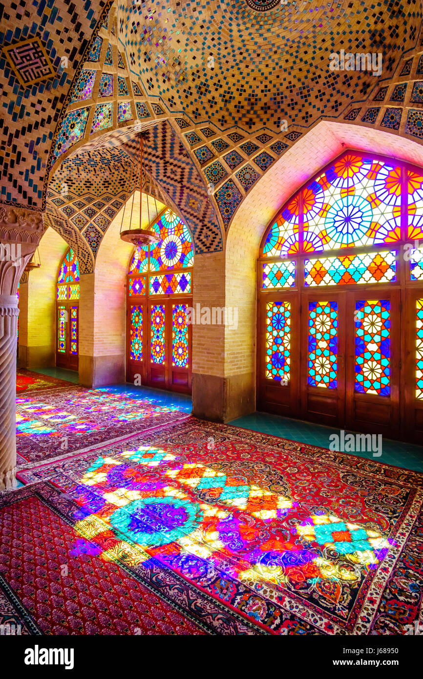 Colorful Nasir al-Mulk Mosque in Shiraz, Iran Stock Photo - Alamy