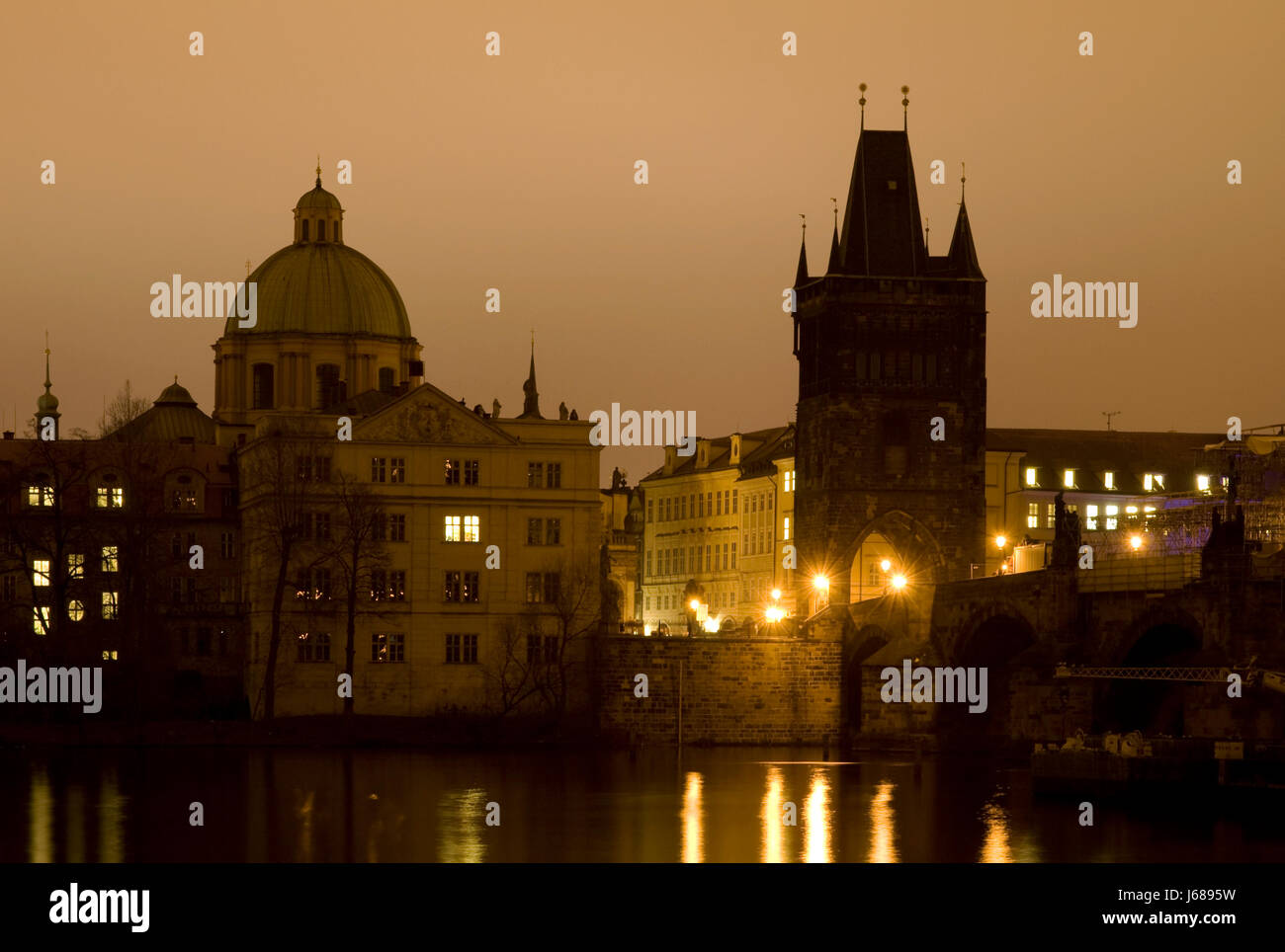 city town bridge prague style of construction architecture ...
