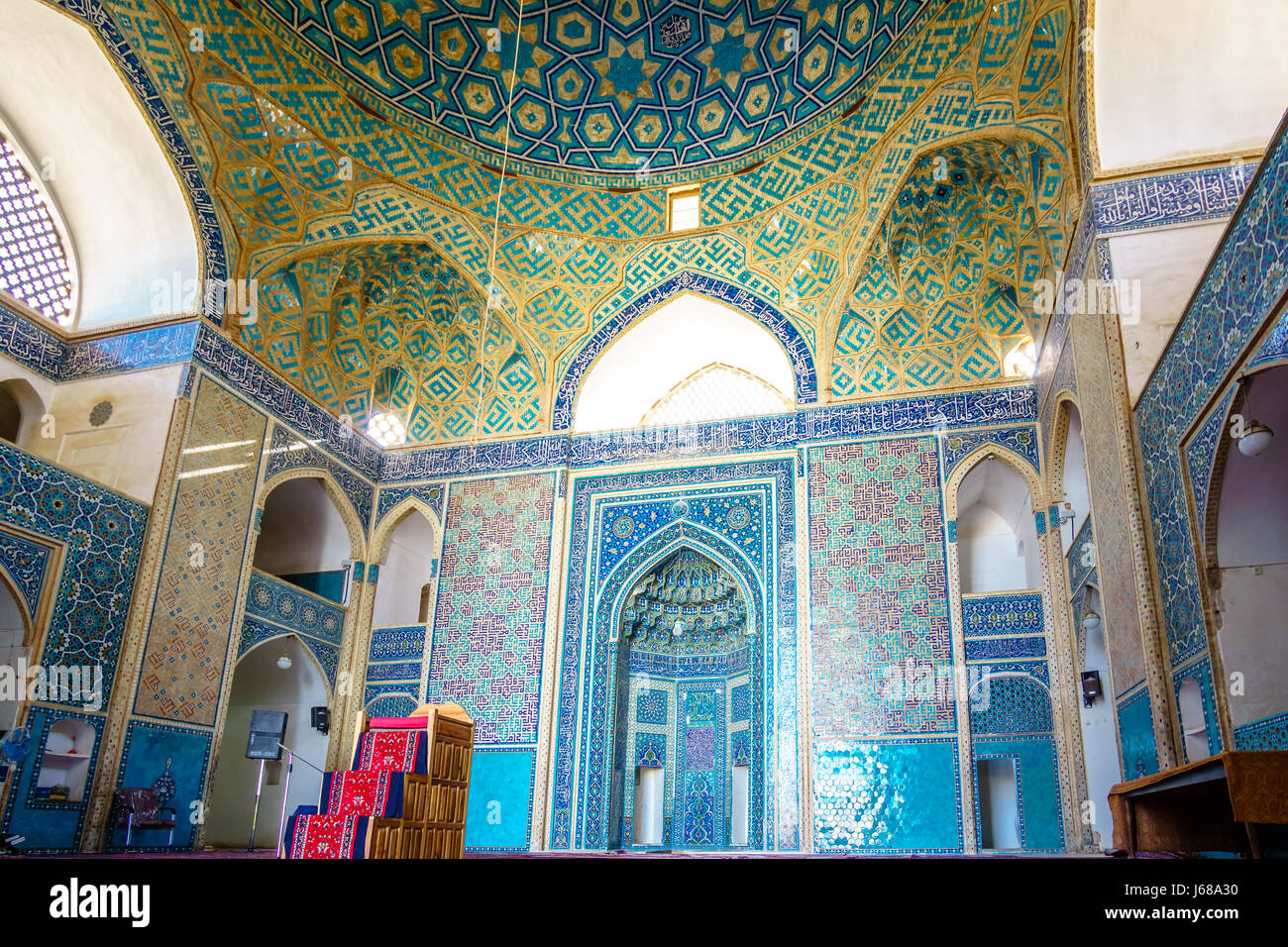Inside view of colorfulJame Mosquae of Yazd In Iran Stock Photo - Alamy