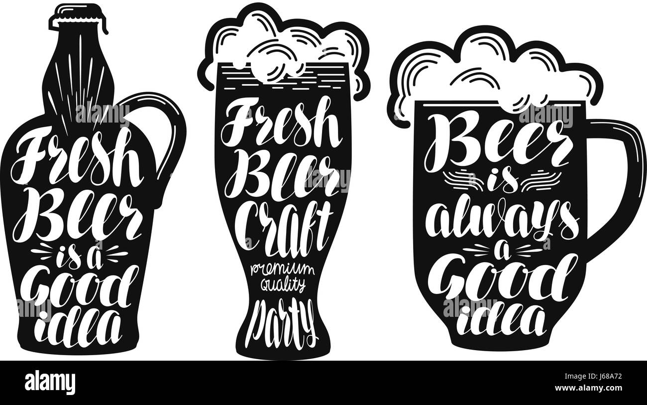 Beer, ale label set. Collection decorative elements for menu restaurant ...