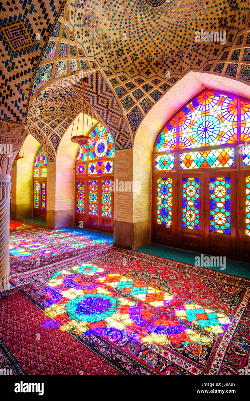 Colorful Nasir al-Mulk Mosque in Shiraz, Iran Stock Photo - Alamy