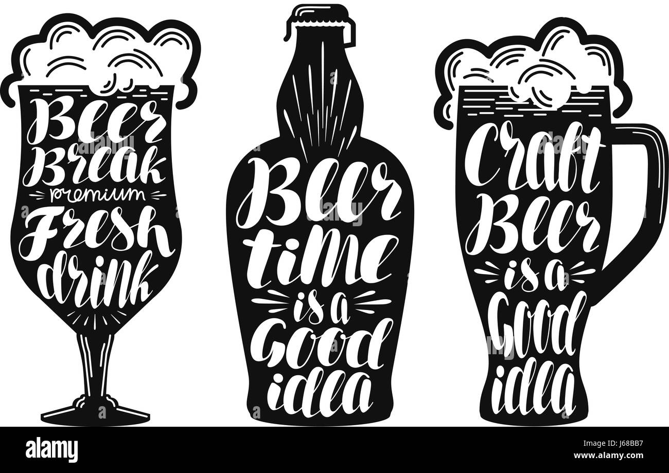 Beer, ale, lager label set. Alcoholic beverage, drink, pub, brewery ...